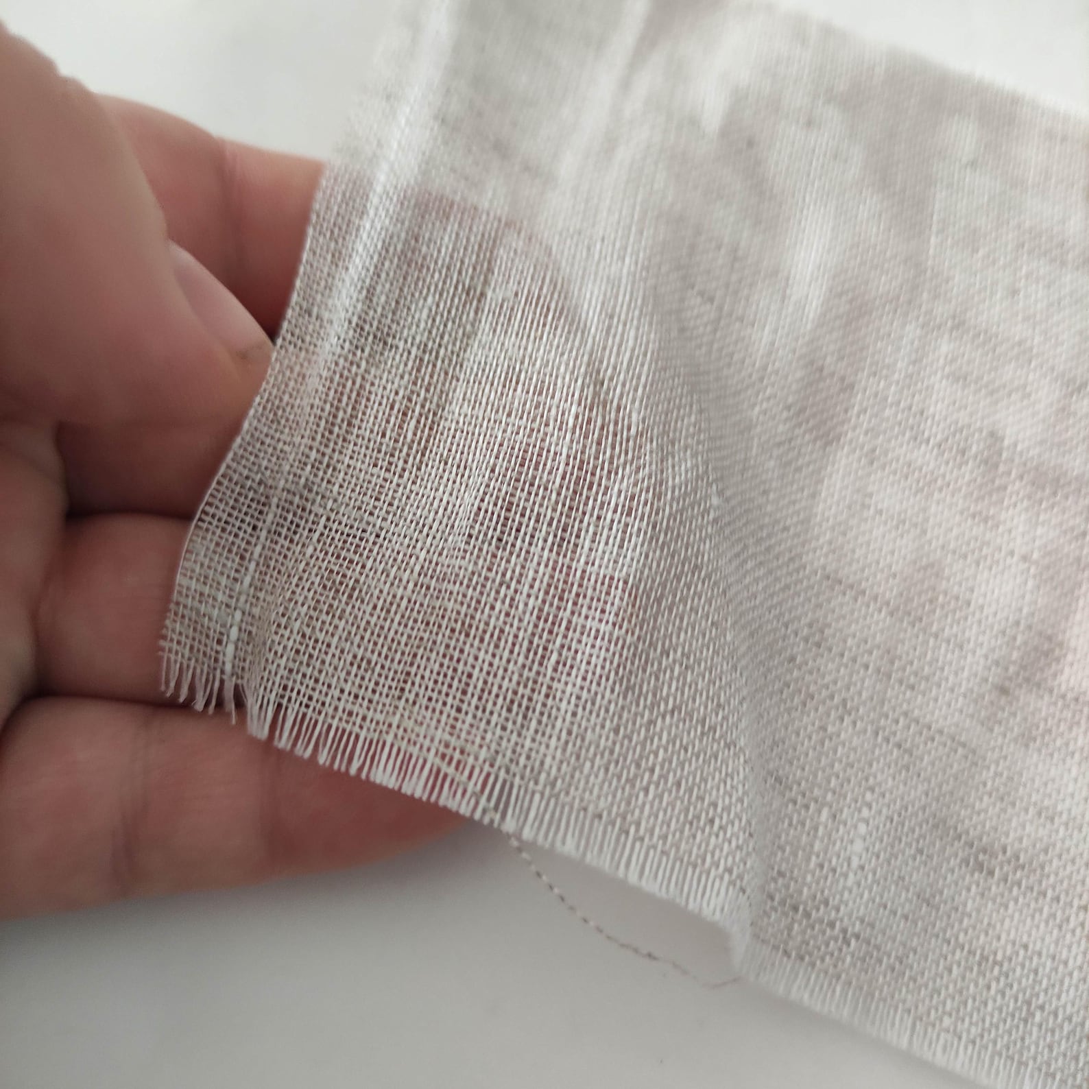 100% Linen Fabric Sheer Gauze Transparent 100gsm - Offwhite Oatmeal ...