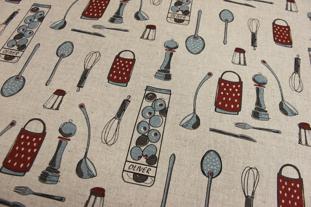 Linen Fabric Coffee Print Heavy Weight 240gsm Kitchen Tool Print on ...