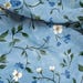 100% LINEN Fabric Floral Blue Print - Linen Fabric With Blue Botanical ...