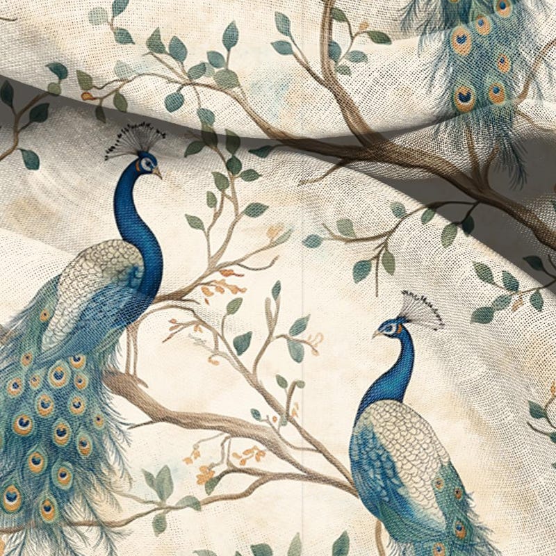 Peacock Print Fabric - Etsy