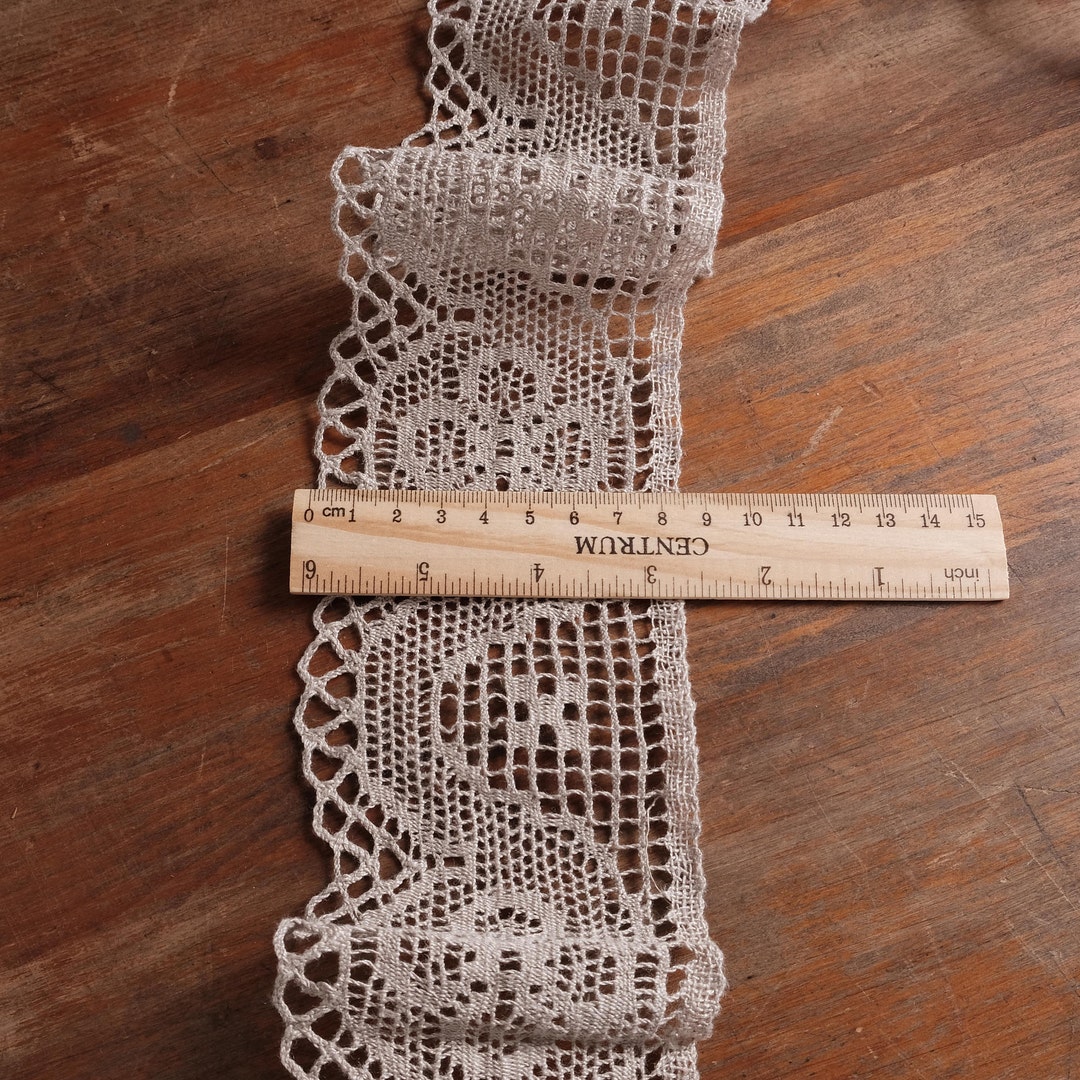 100% Linen Laces 8.5cm/3.3inch Wide, Floral Lace Trim by Yard, by Meter ...