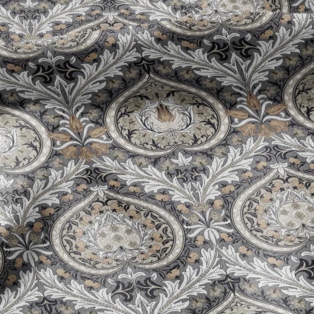 William Morris Eden Grey Print on 100% LINEN - Victorian Art Crafts ...