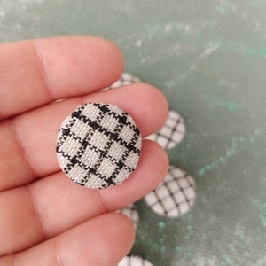 Linen Buttons in Striped Linen, Checked Natural Linen Fabric Buttons ...