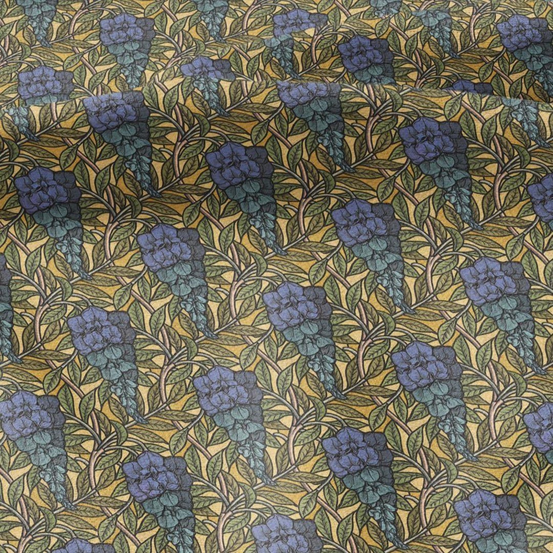 100% Linen Art Nouveau Print Fabric for Curtain Upholstery Cushion ...