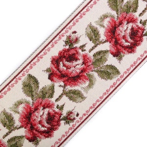 Folk Art Heart Swedish Jacquard Woven Fabric Trim Ribbon Tapestry Width ...