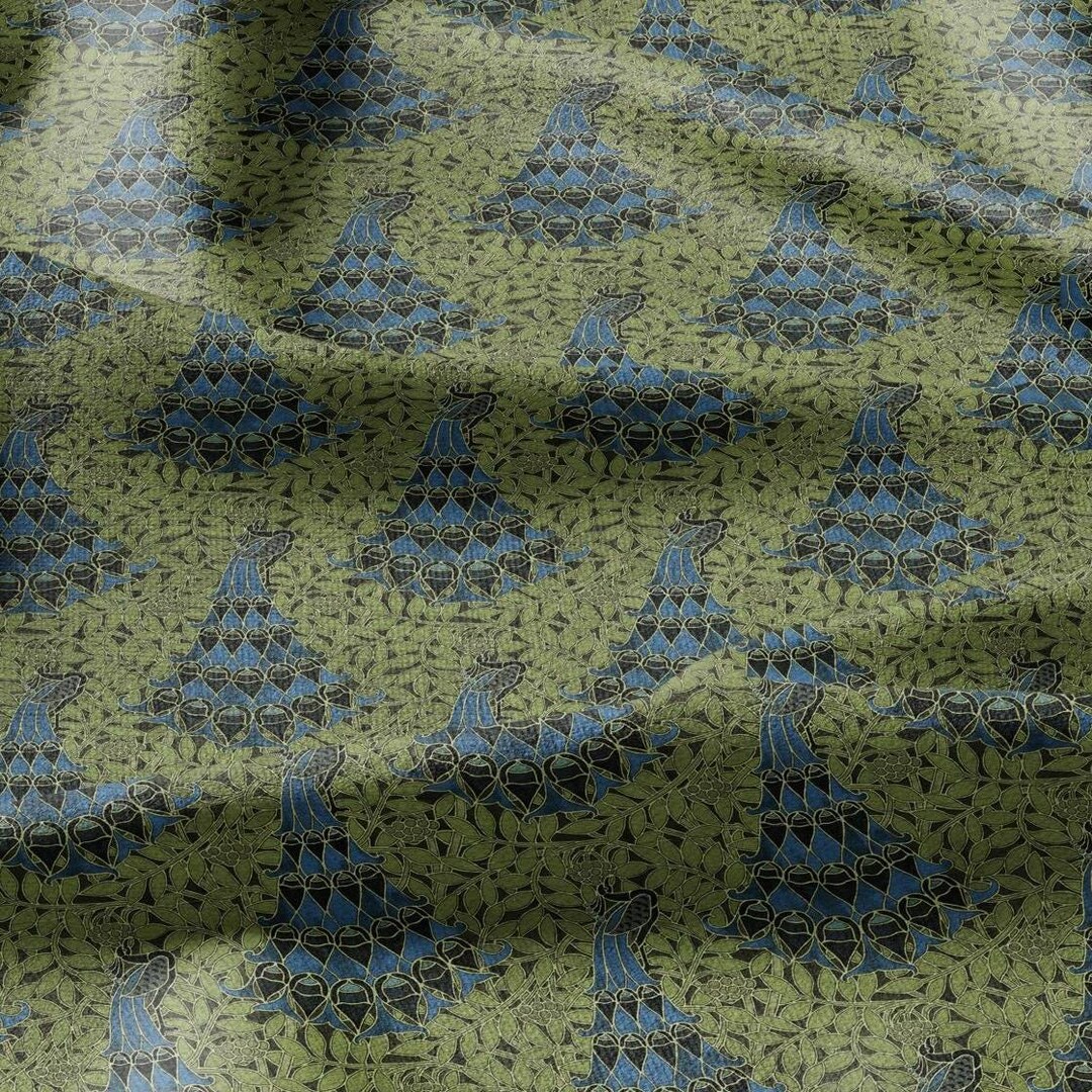 100% Linen Vintage Peacock Fabric for Curtain Upholstery Cushion ...