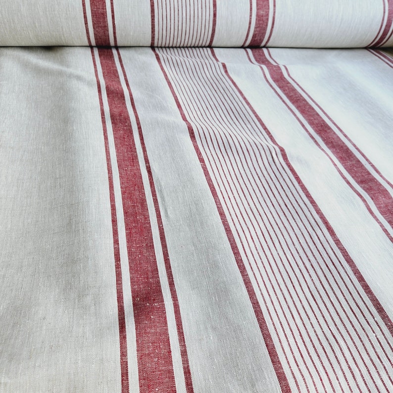 100% Linen Fabric 250gsm - Striped French Vintage Sack Flax - Heavy ...