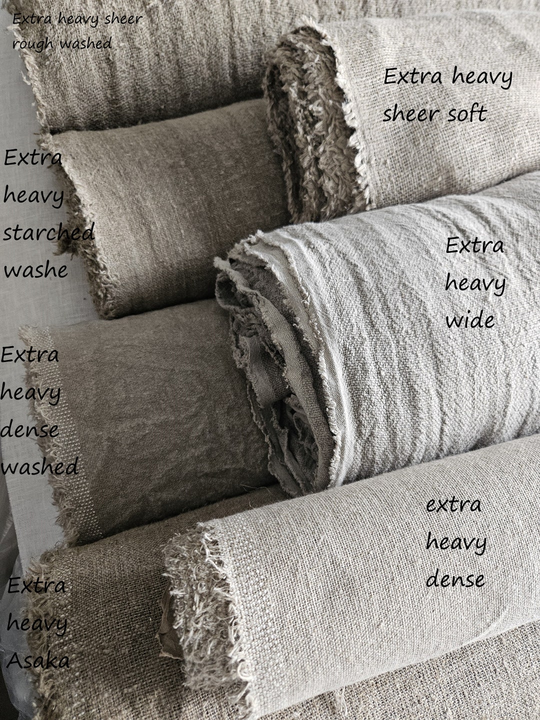 Linen Fabric RUSTIC Heavy Weight for Decoration Upholstery in Natural ...