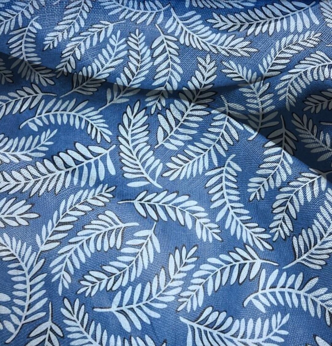 Premium Laundered Linen With Blue Print | 100% LINEN | Midweight Linen ...