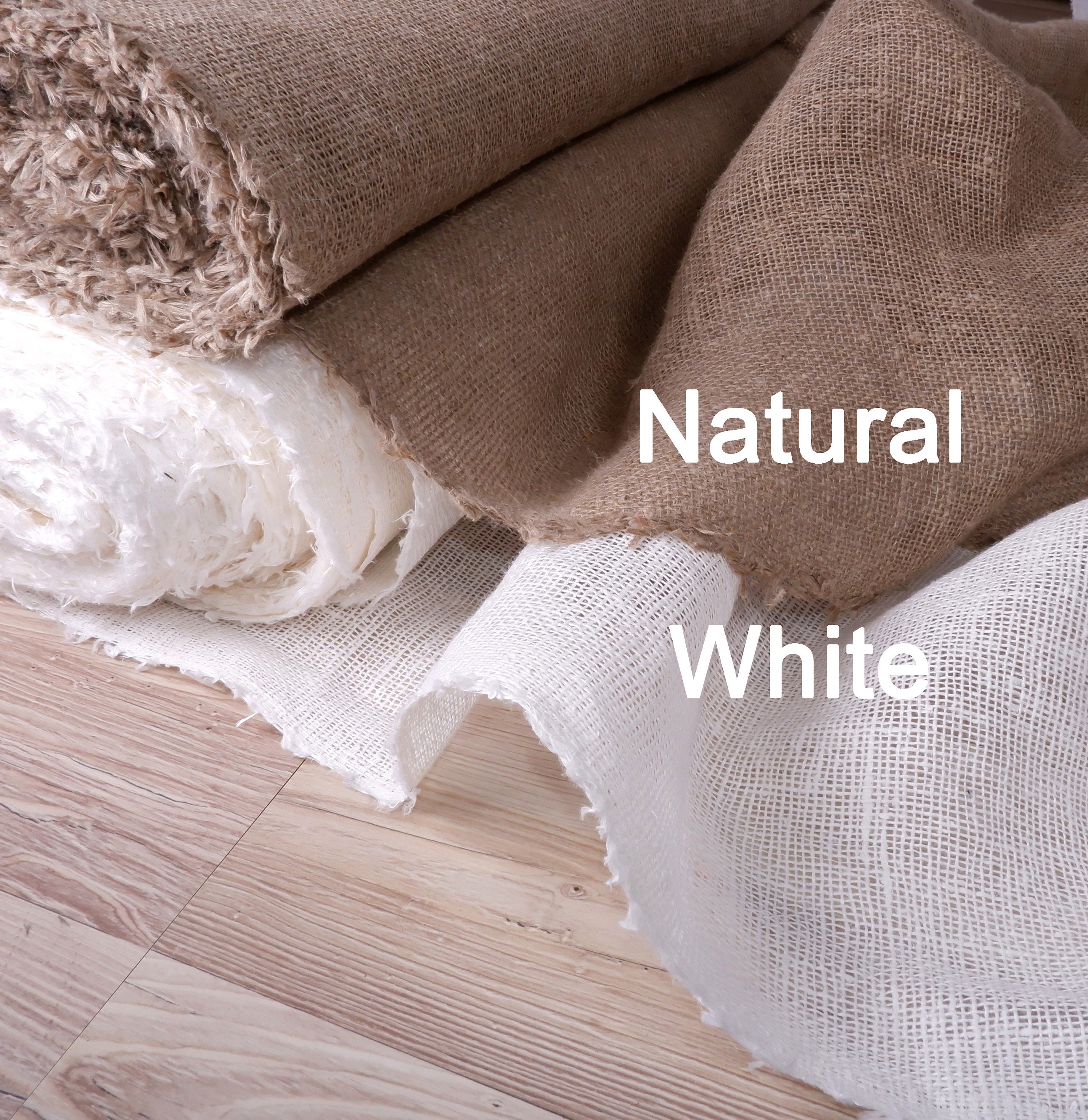 Pure Linen Fabric Heavy Sheer Flax Undyed or White 310 Gsm Organic ...