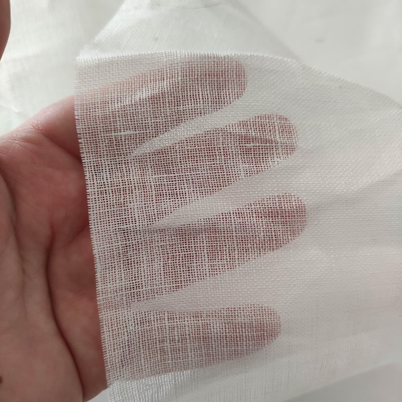 100% Linen Fabric Sheer Gauze Transparent 100gsm. Black Oatmeal White ...