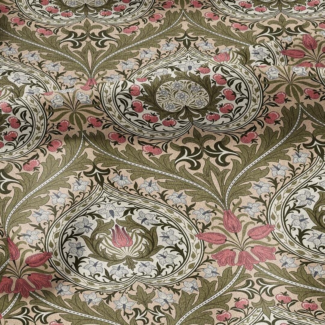William Morris Eden Green Print on 100% LINEN - Victorian Art Crafts ...