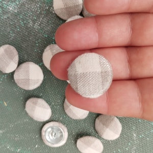 Linen Buttons in Striped Linen, Checked Natural Linen Fabric Buttons ...