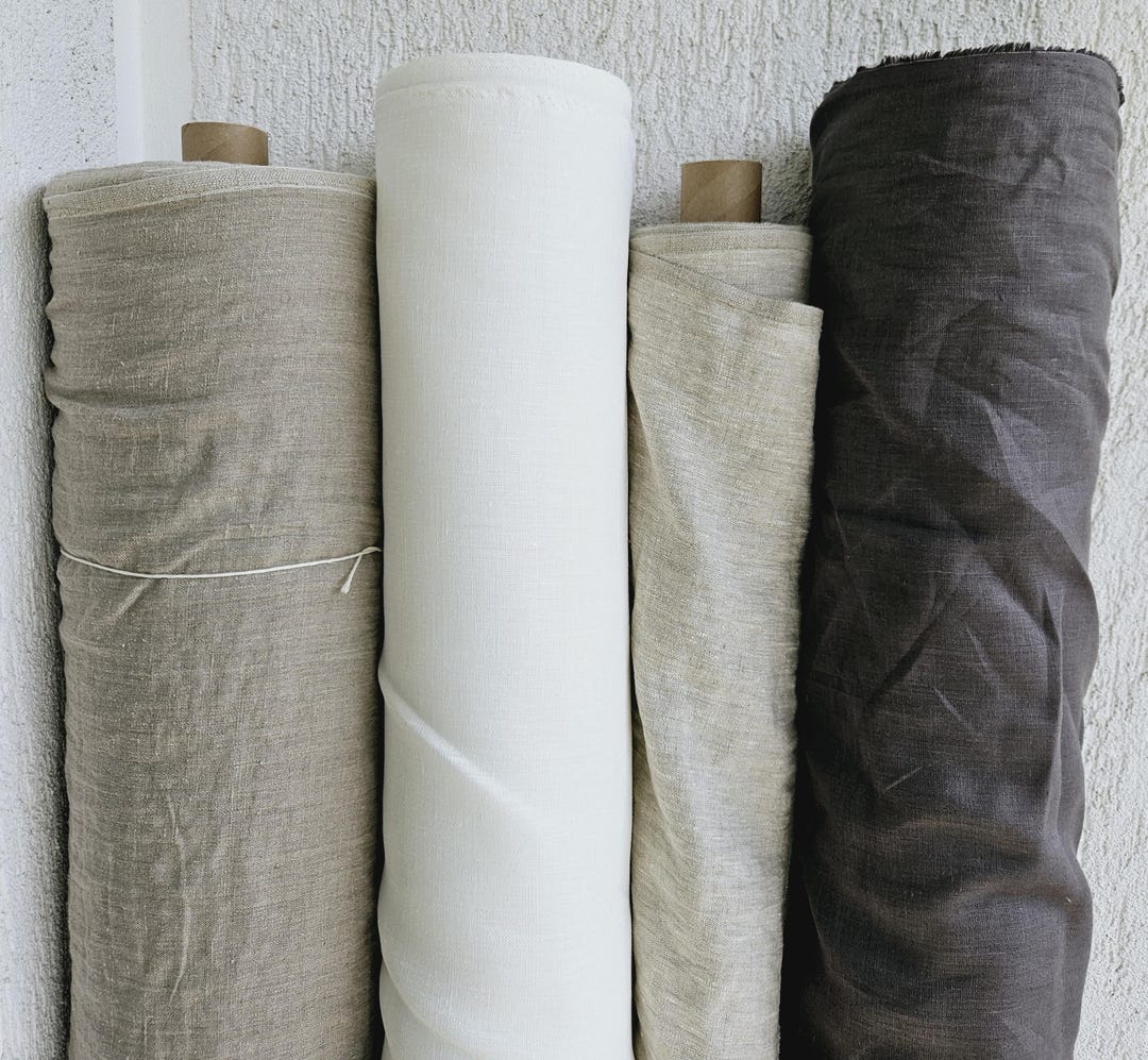 Heavy Weight Linen 100% Linen Fabrics 240gsm in 20 Colors , Blue White ...