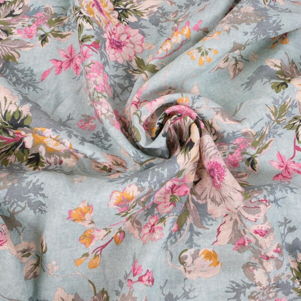 Floral Linen Fabric - Etsy