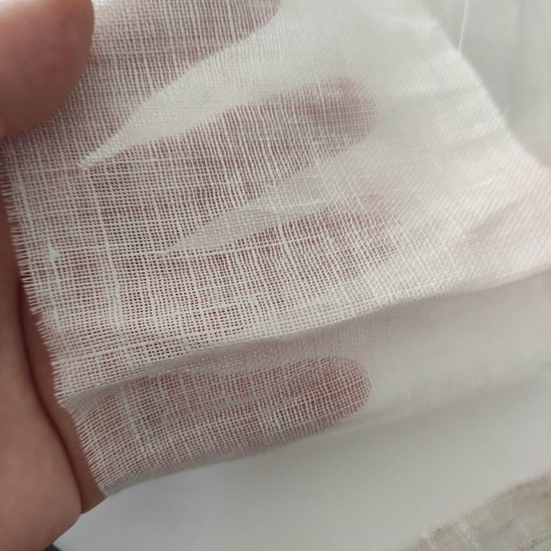 100% Linen Fabric Sheer Gauze Transparent 100gsm. Black Oatmeal White ...