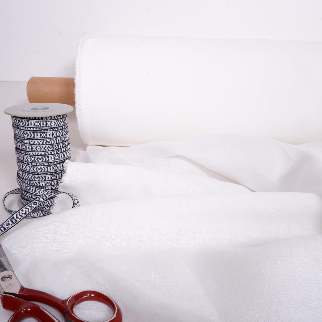 Wide Linen Fabric 280cm 111" Wide - Prewashed 100% Linen Offwhite ...