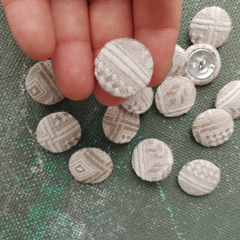 Linen Buttons in Striped Linen, Checked Natural Linen Fabric Buttons ...