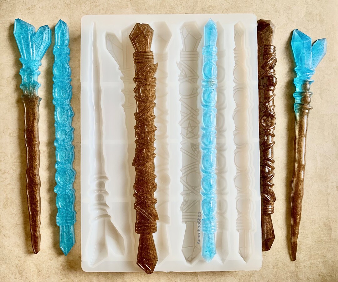 Magic Wand Silicone Mold Halloween Fantasy Wizard Witch Staff Flat Back ...