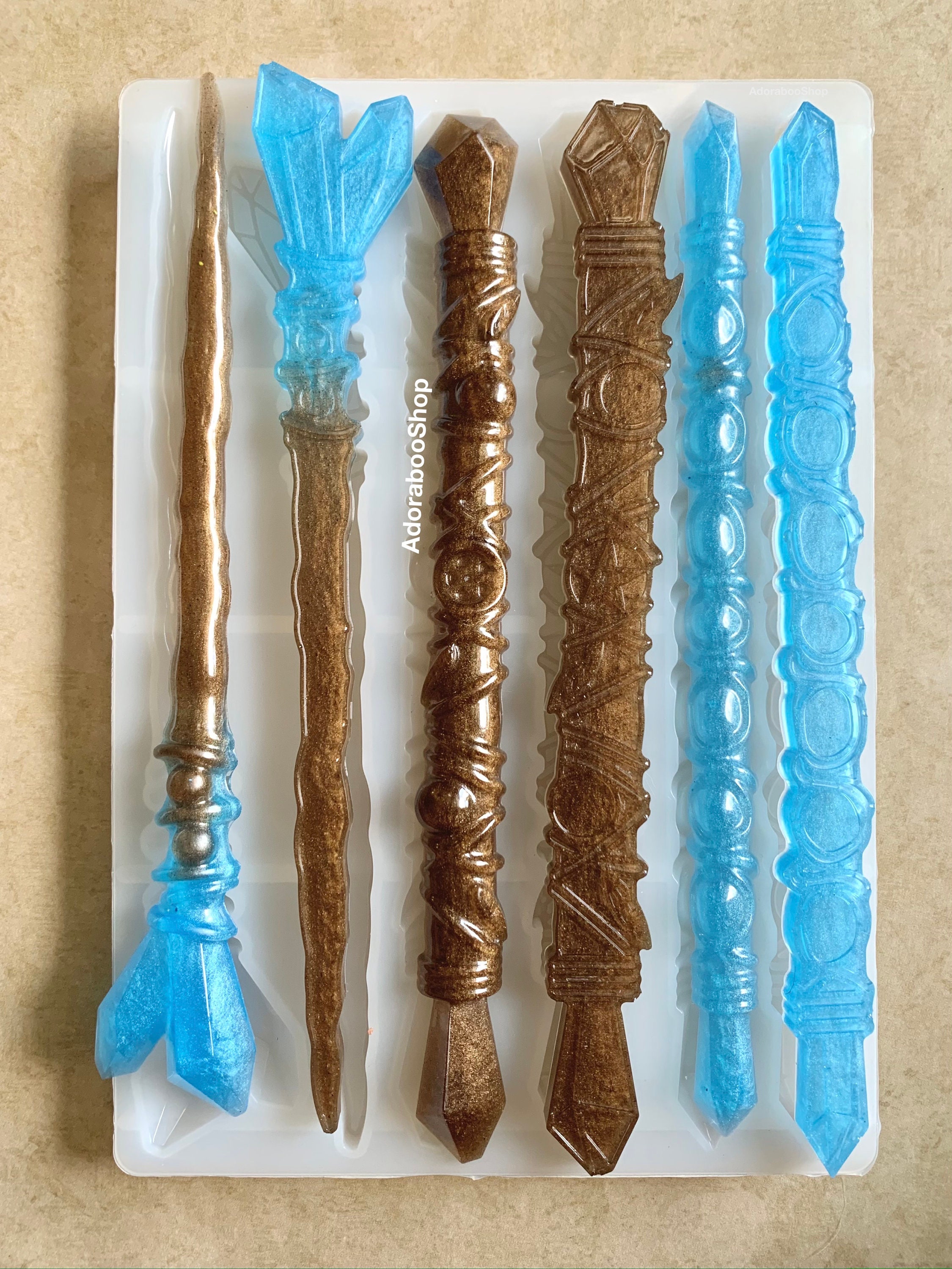 Magic Wand Silicone Mold Halloween Fantasy Wizard Witch Staff Flat Back ...