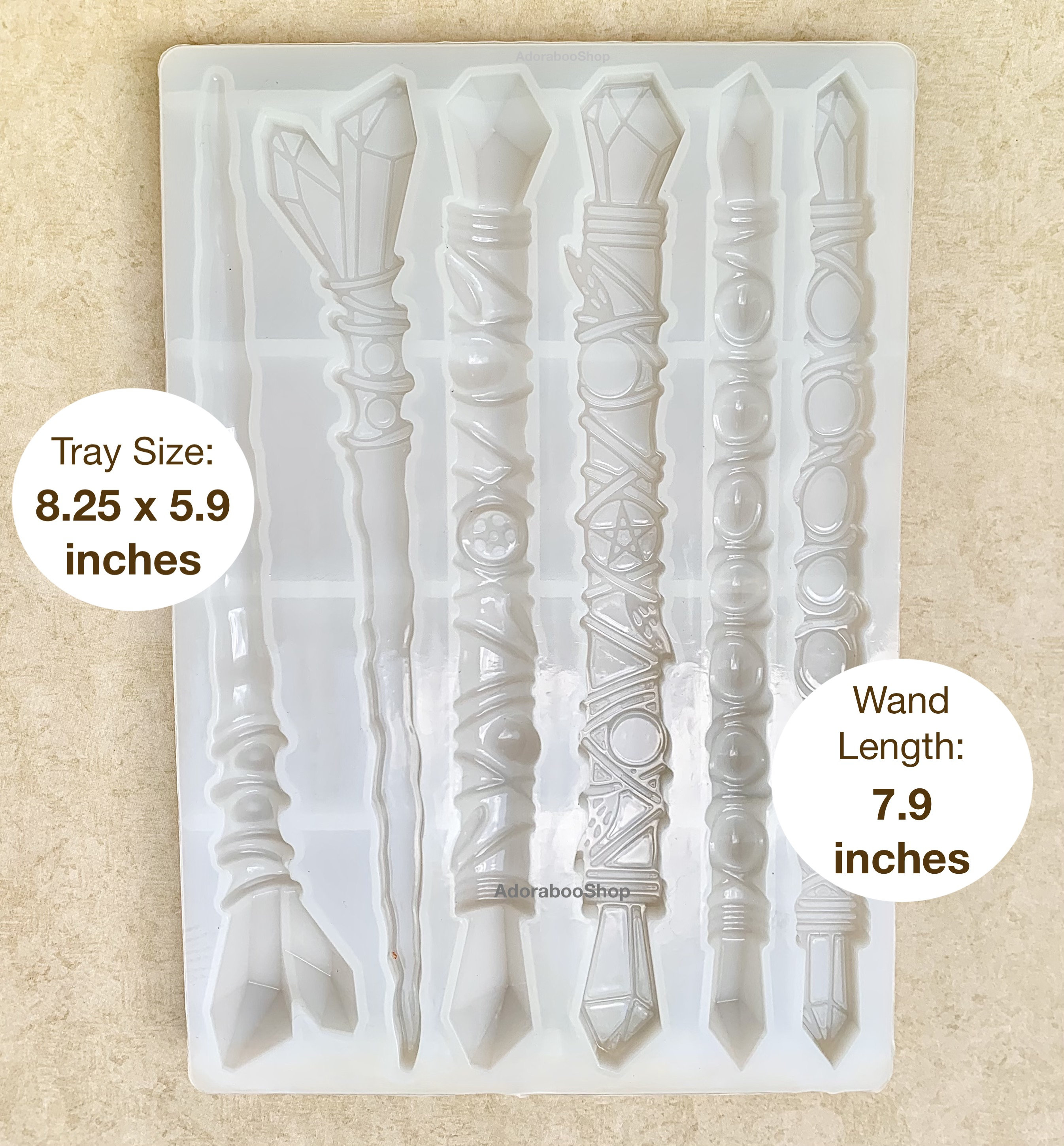 Magic Wand Silicone Mold Halloween Fantasy Wizard Witch Staff Flat Back ...