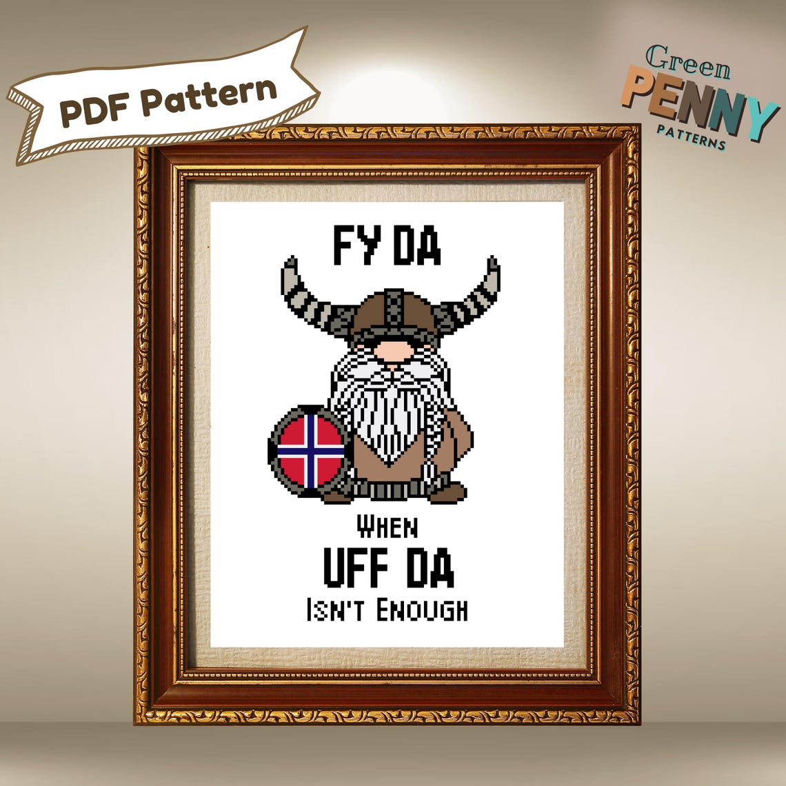 Uff Da Gnome - Cross Stitch Pattern, Instant Download, PDF Pattern - Etsy