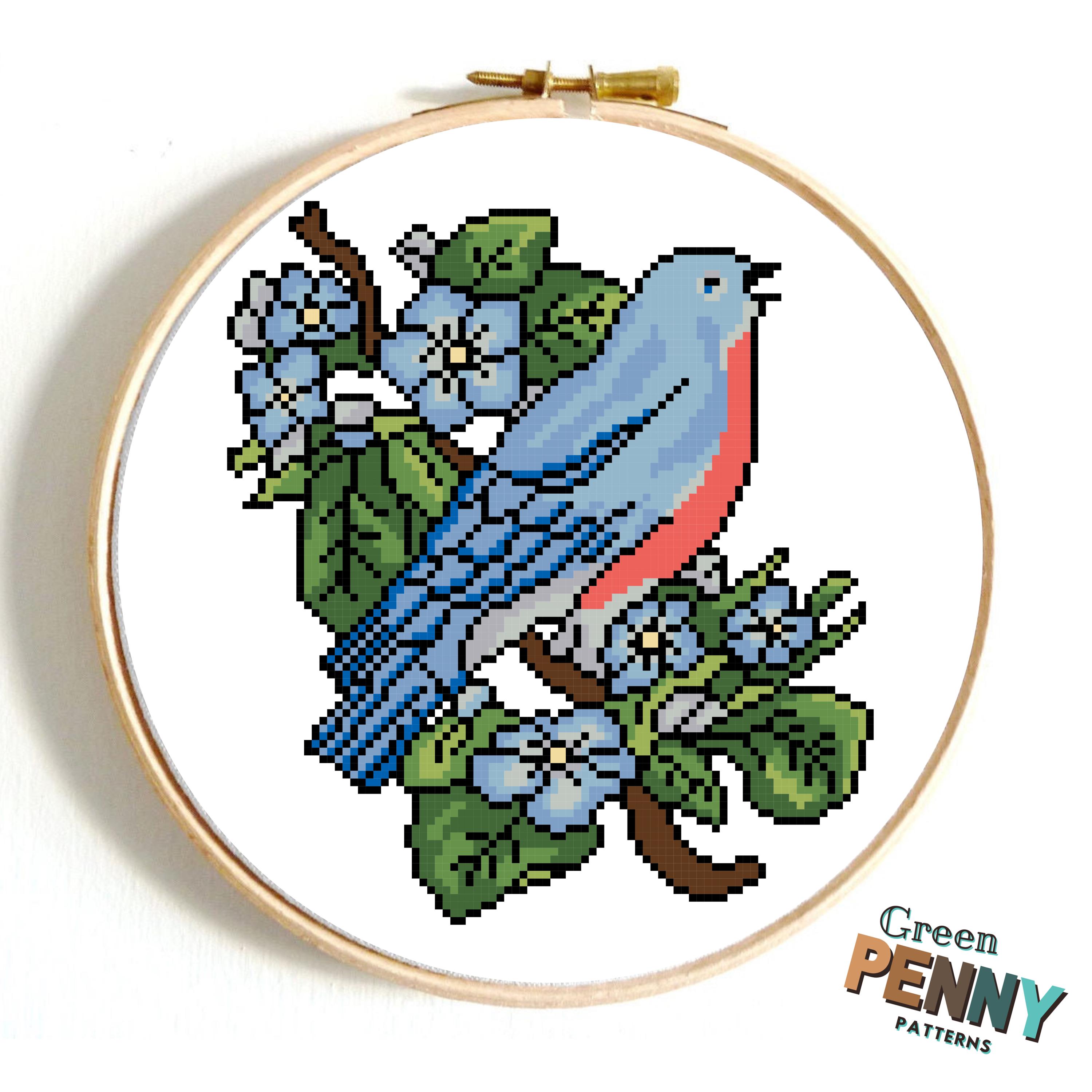 Backyard Birds: Eastern Bluebird - Cross Stitch Pattern, Instant ...