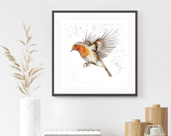 Flying Robin, Watercolour Giclee Print in Various Sizes - Etsy UK