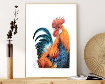 J Brinley Rooster Abstract Print Canvas Over Wood Frame Wall Art 12 X ...