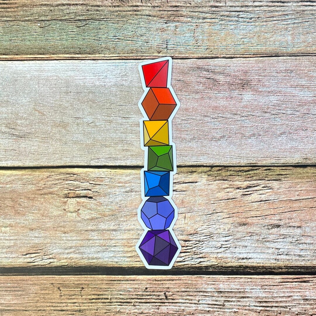 Rainbow Dnd Dice Stack Vinyl Sticker, Glossy Dice Sticker, D20 ...