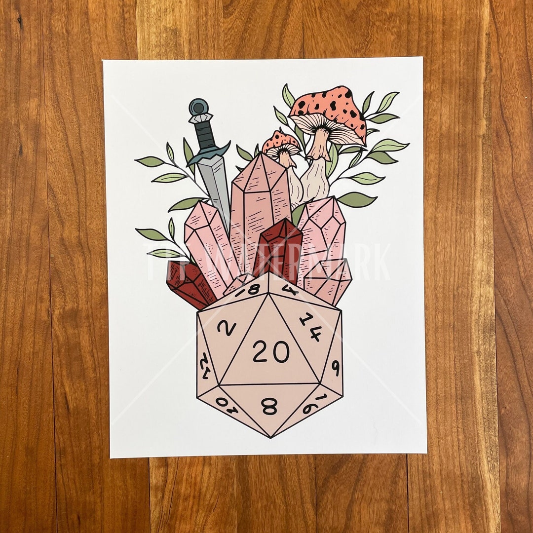 Crystal Dice Art Print, Dnd Dice Art, Dungeons and Dragons Print ...