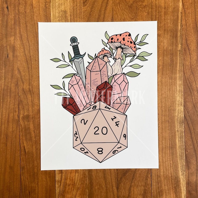 Crystal Dice Art Print Dnd Dice Art Dungeons and Dragons - Etsy
