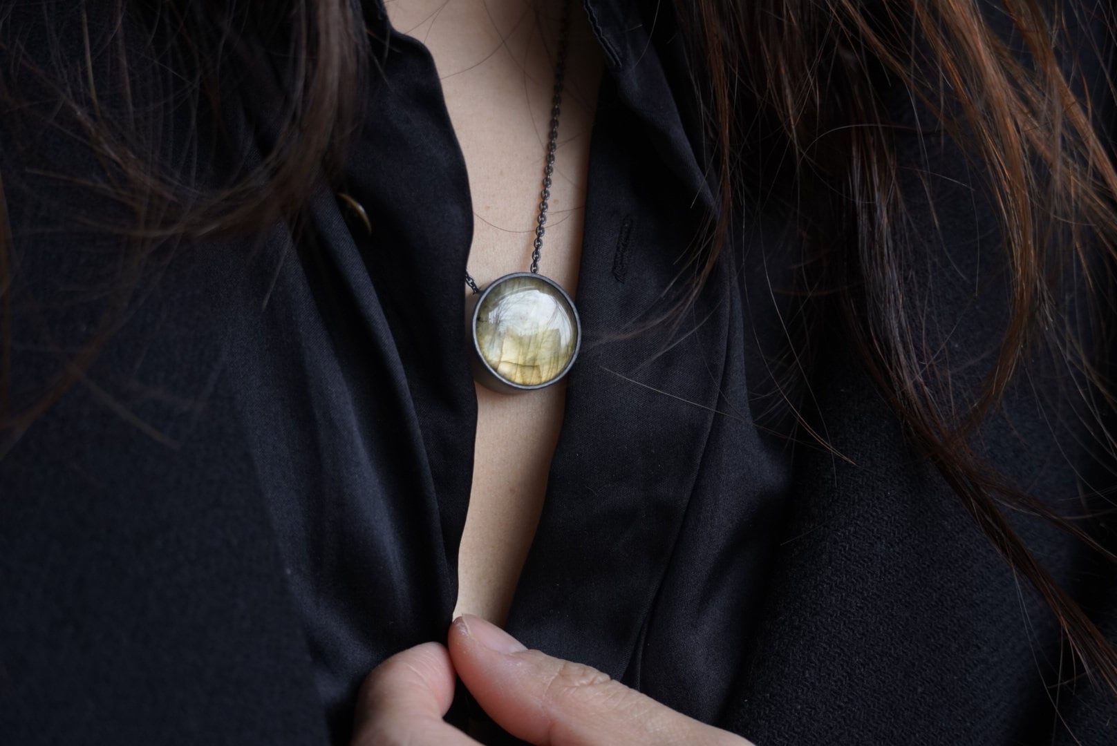 Gold Labradorite Moon and Bunny Necklace Easter Day Gift, Handmade ...