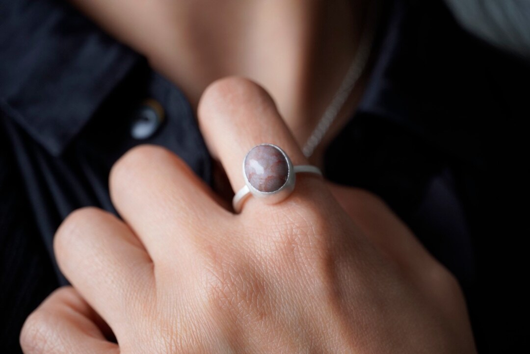 Coral Fossil Silver Ring, Minimalist Ring; Size US8; Handmade Jewelry ...