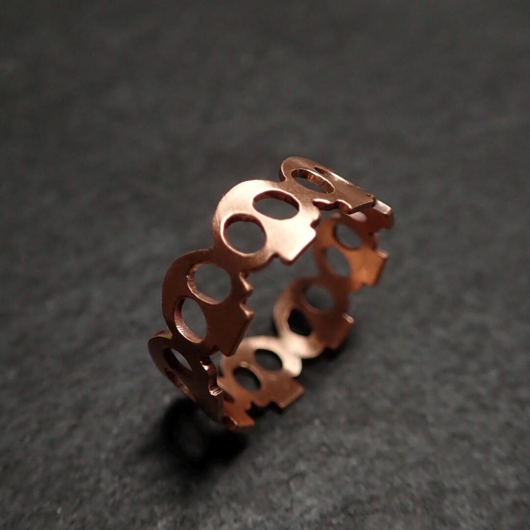 Copper Skull Ring – Handmade Halloween Jewelry, Stacking Ring, Gothic ...