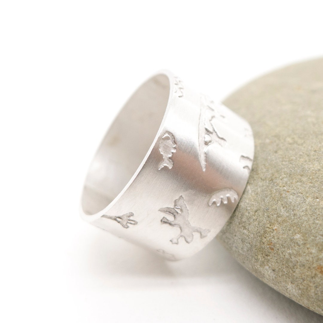 Ancient Murals Silver Band Ring; Ancient Rock Paintings Art Jewelry ...