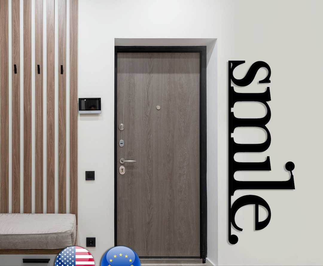 Smile Door Wall Sign House Entrance Large Metal Entrence Wall Art ...