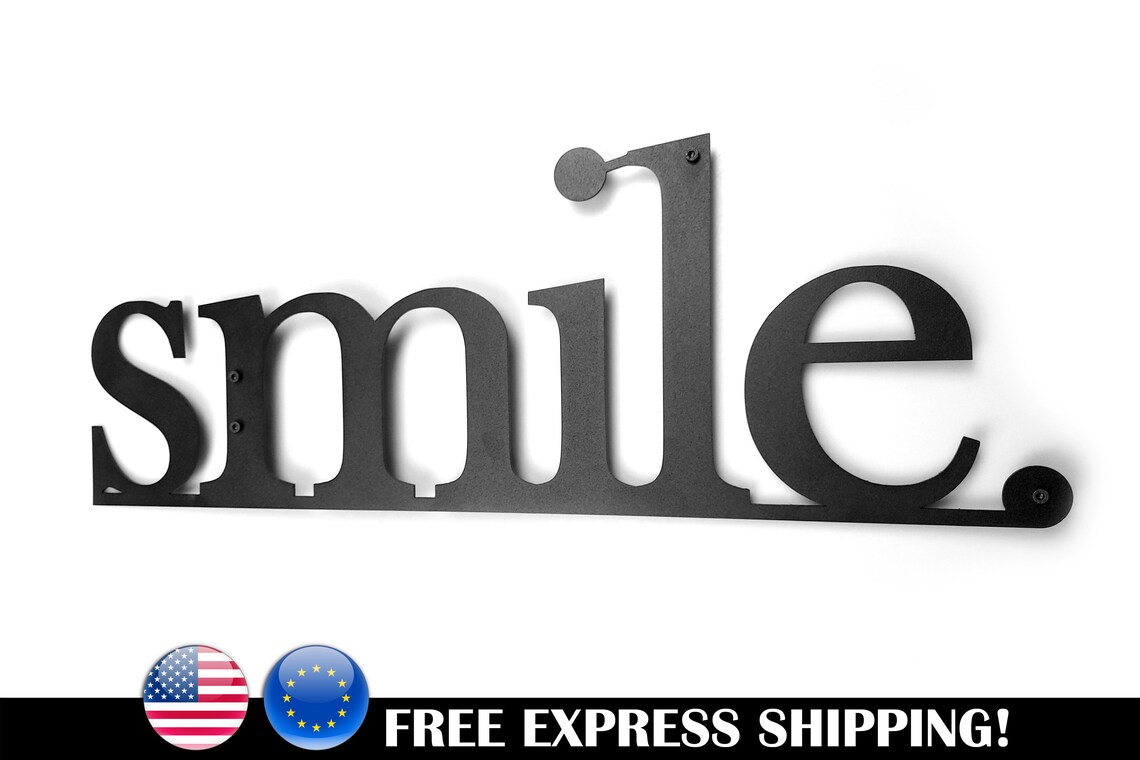 Smile Door Wall Sign House Entrance Large Metal Entrence Wall Art ...