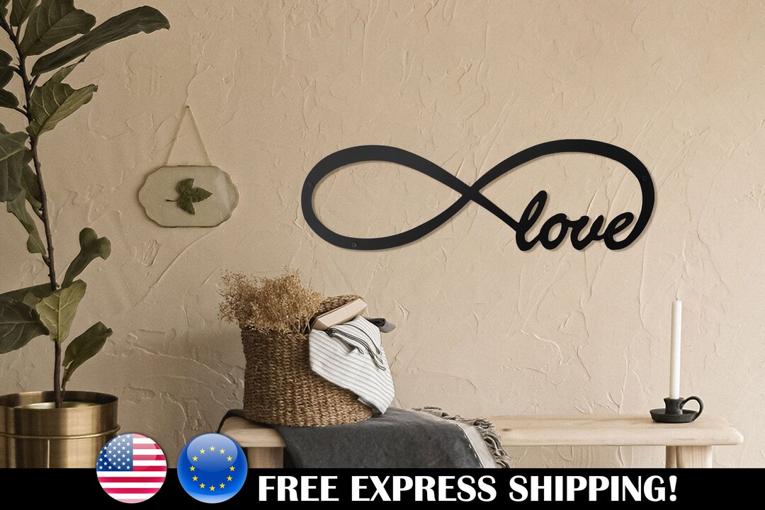Infinity Love Quote Metal Wall Art Lovers Symbol Metal Large Sign ...
