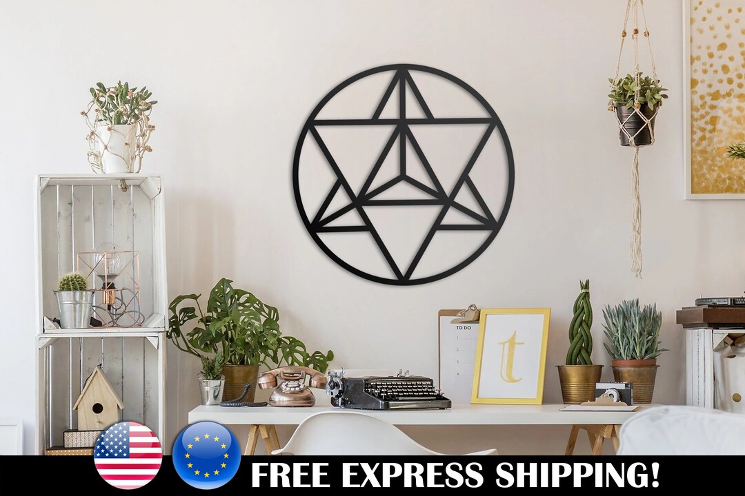 Merkaba Pagan Symbol Metal Wall Decor Wall Hanging Artwork Yoga Zen ...