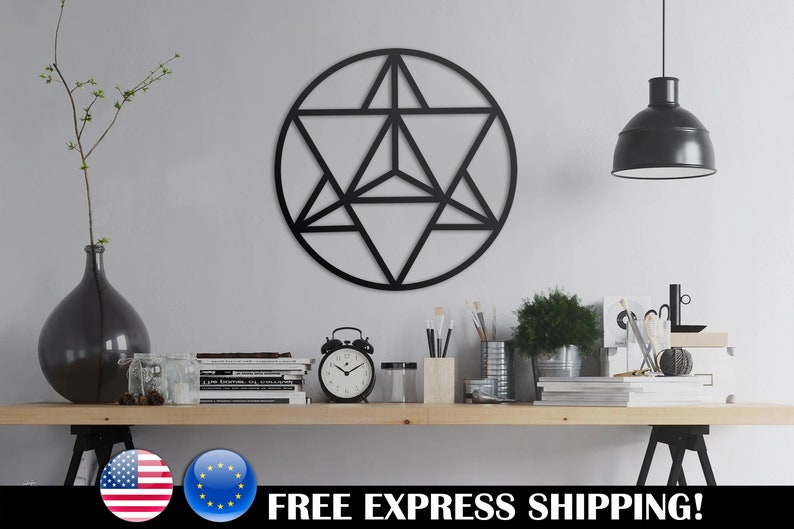 Merkaba Pagan Symbol Metal Wall Decor Wall Hanging Artwork Yoga Zen ...
