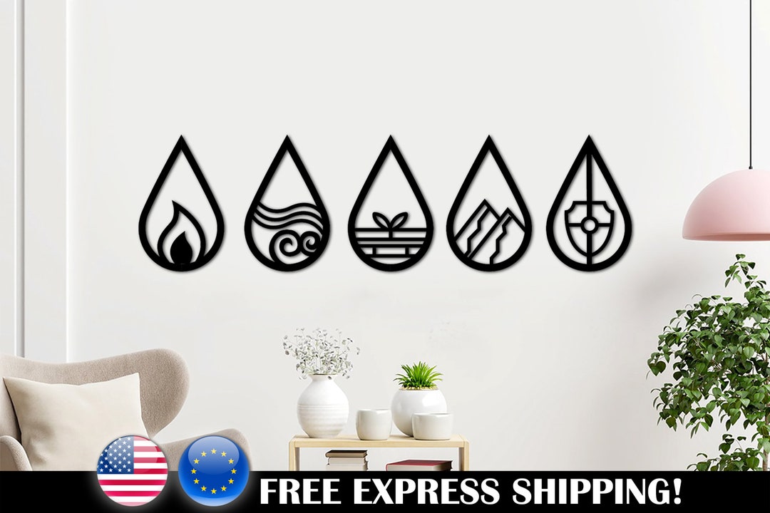 Five Elements Singa Wall Art Set of 5 Living Room Decor Earth Water Air ...
