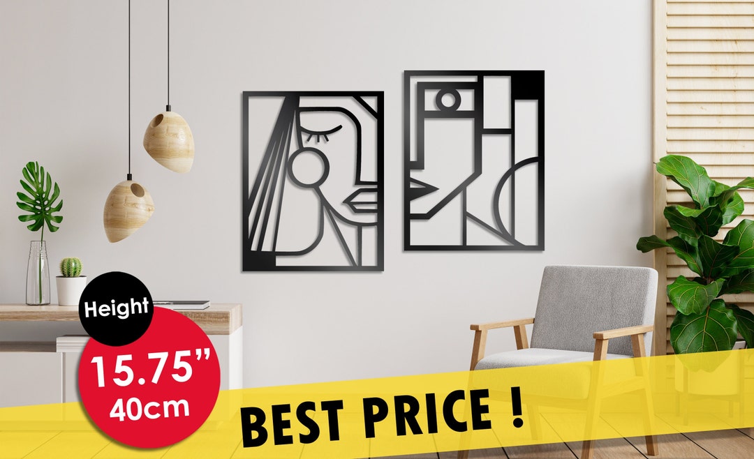 Line Art Faces Metal Wall Art Set of 2 Man & Woman Metal Art - Etsy