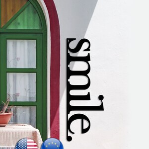 Smile Door Wall Sign House Entrance Large Metal Entrence Wall Art ...