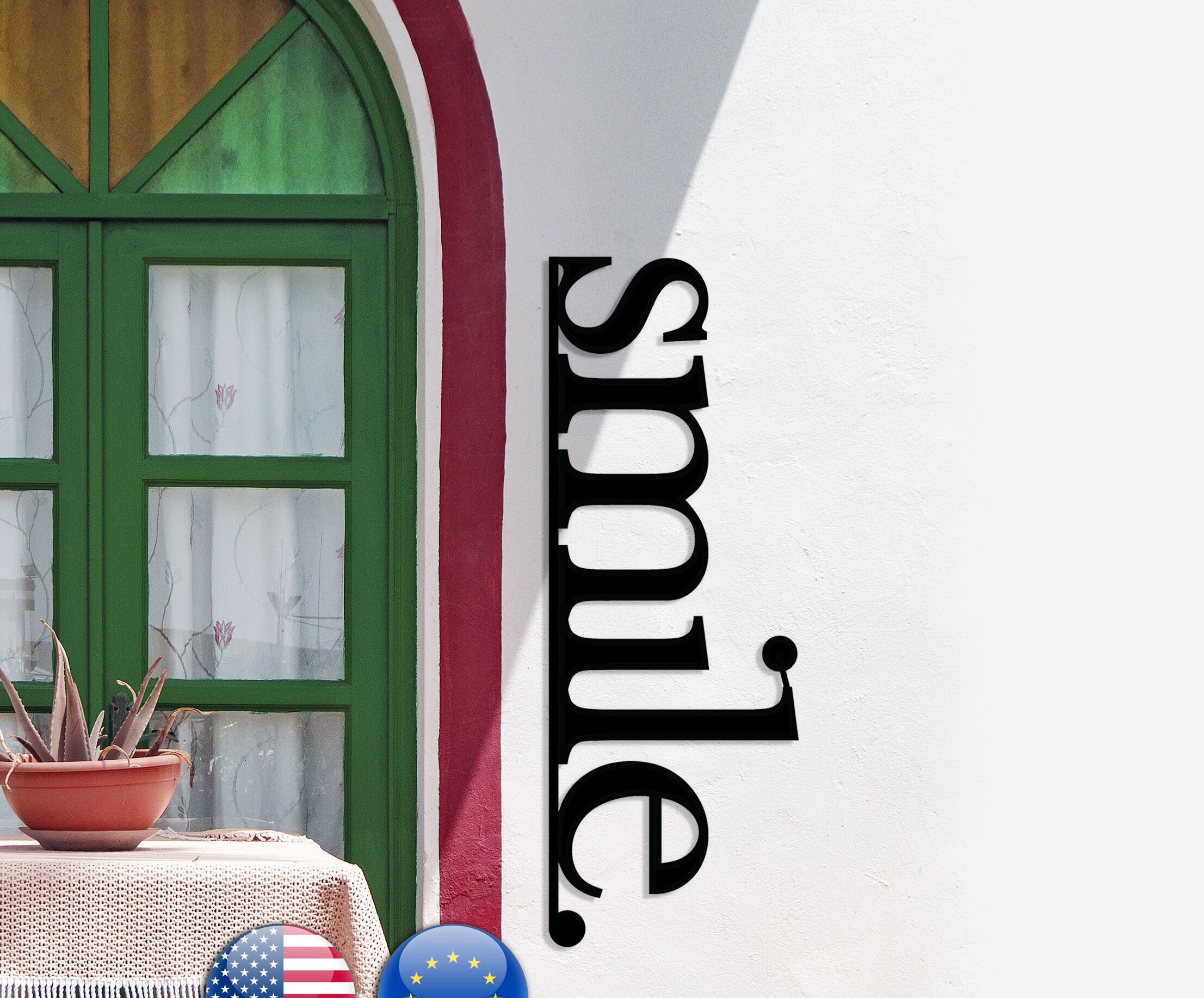 Smile Door Wall Sign House Entrance Large Metal Entrence Wall Art ...