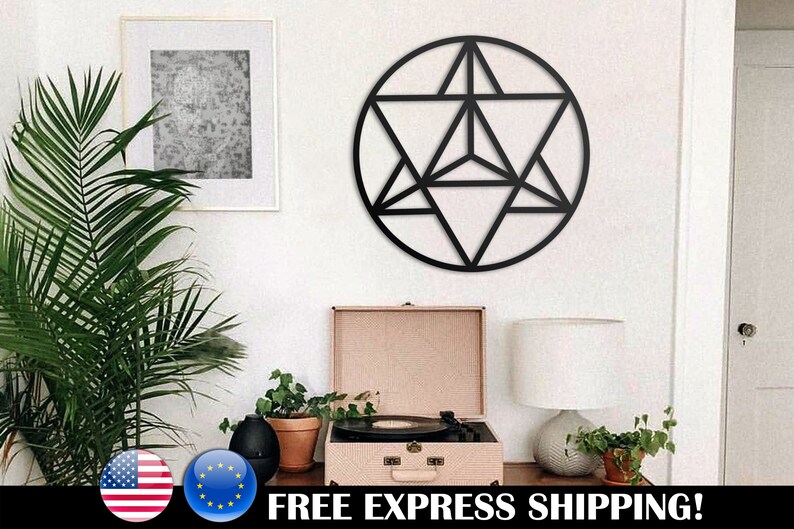 Merkaba Pagan Symbol Metal Wall Decor Wall Hanging Artwork Yoga Zen ...
