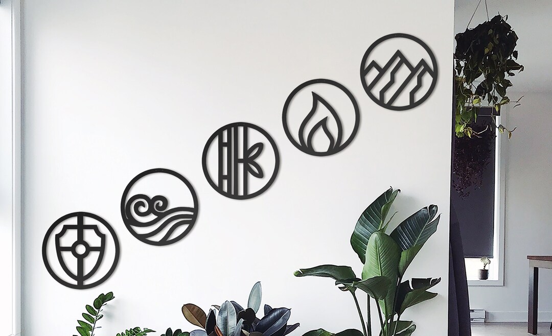 Five Elements Singa Wall Art Set of 5 Living Room Decor Earth Water Air ...