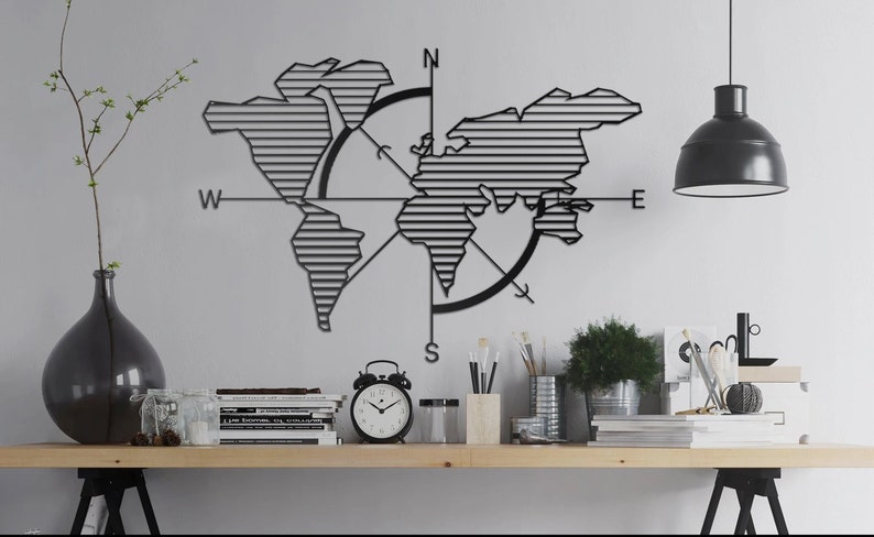 Traveller Metal World Map Metal Wall Deco Living Room Decor Steel World ...