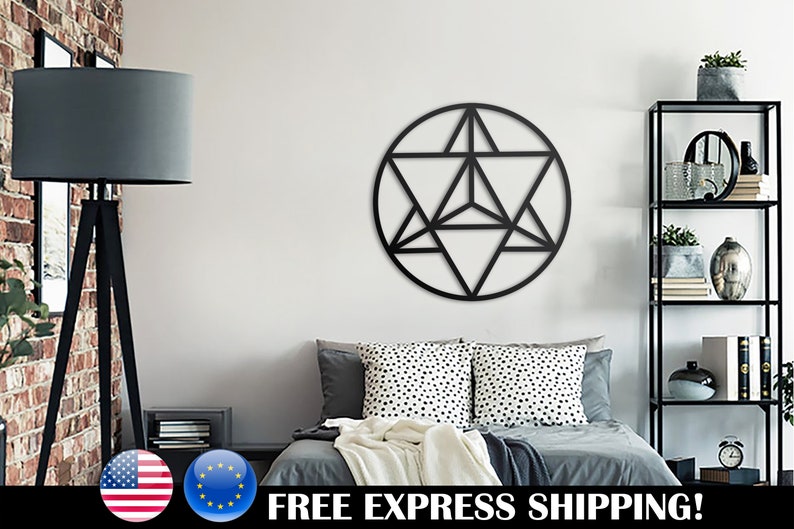 Merkaba Pagan Symbol Metal Wall Decor Wall Hanging Artwork Yoga Zen ...