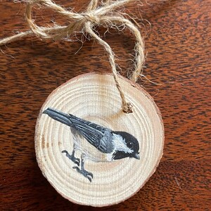 2" TINY Black-capped Chickadee Gouache Painting - Wood Round Ornament ...